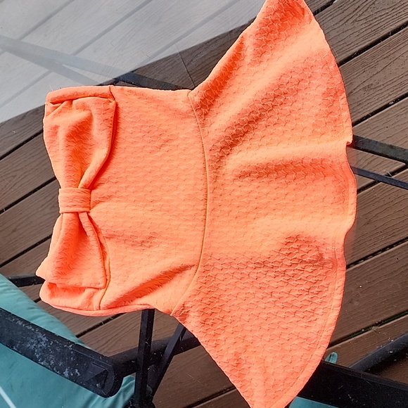 Tops | Neon Orange Bow Tube Top | Poshmark